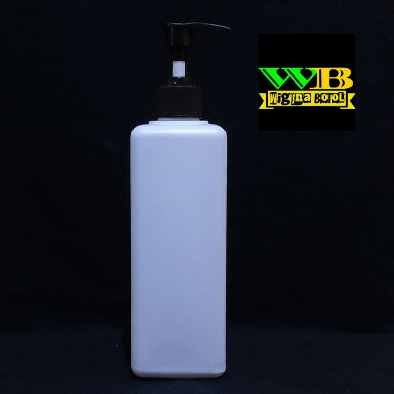 Jual Botol Pump 500ml Kotak HDPE Putih Doff / Botol HDPE 500ml Putih Kotak Tutup Pump Lotion ...