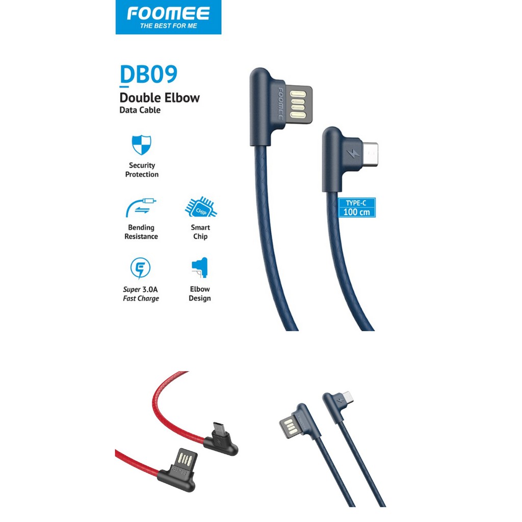 Jual Kabel Data Foomee DB09 Elbow Data Cable Type C 1 Pcs | Shopee ...