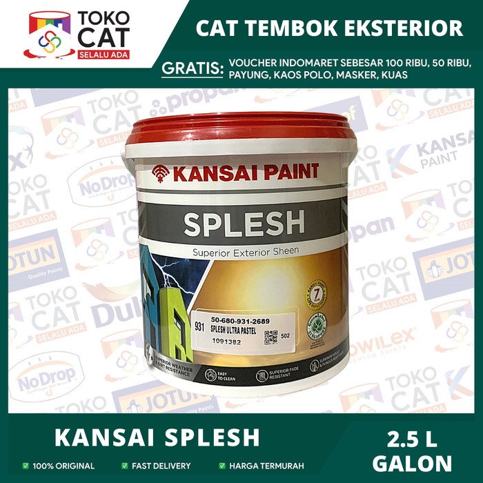 Jual CAT TEMBOK EKSTERIOR KANSAI PAINT SPLESH WARNA PUTIH 2.5L GALON ...