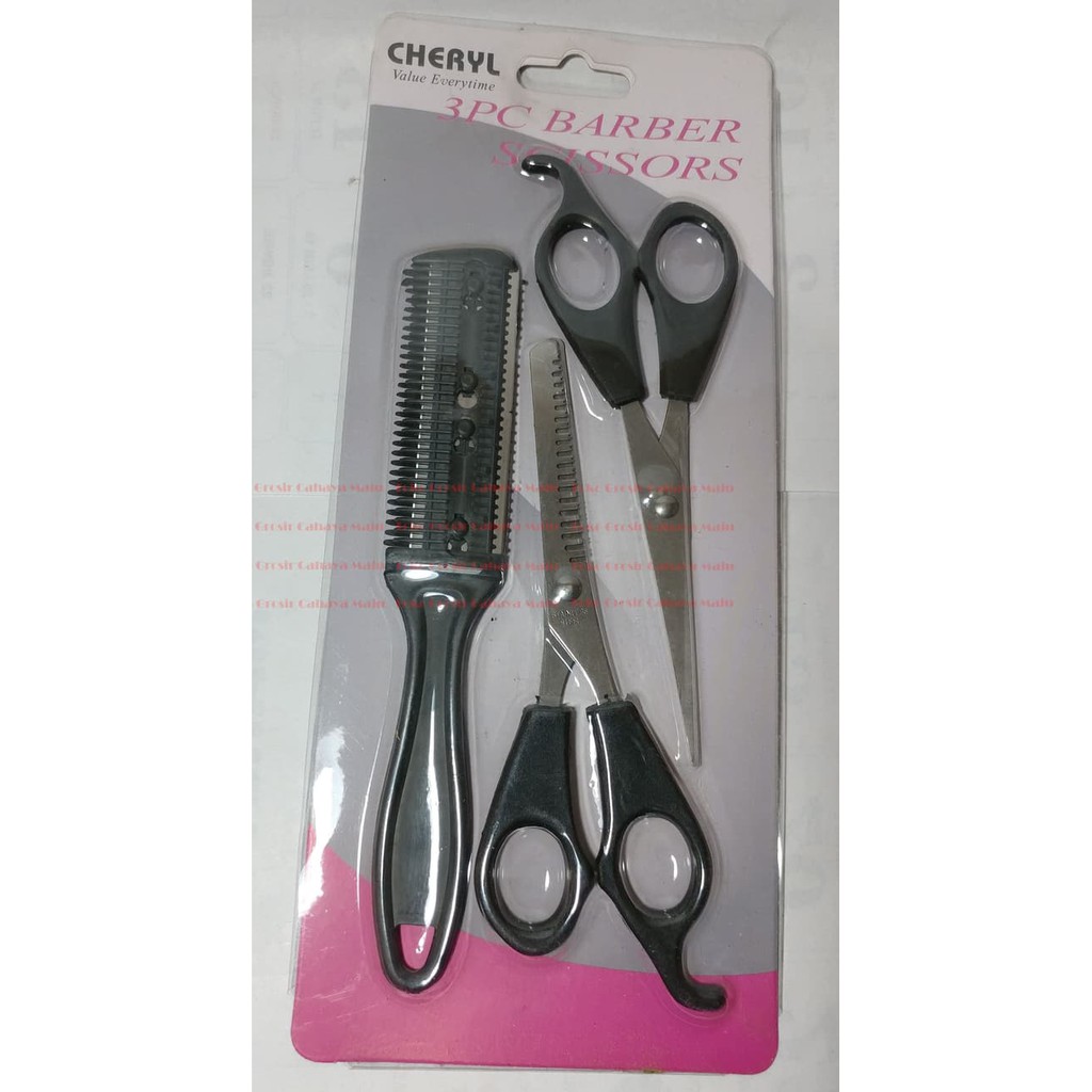 Jual Gunting Rambut Set Cheryl 3pcs gunting ,sisir silet dan gunting ...