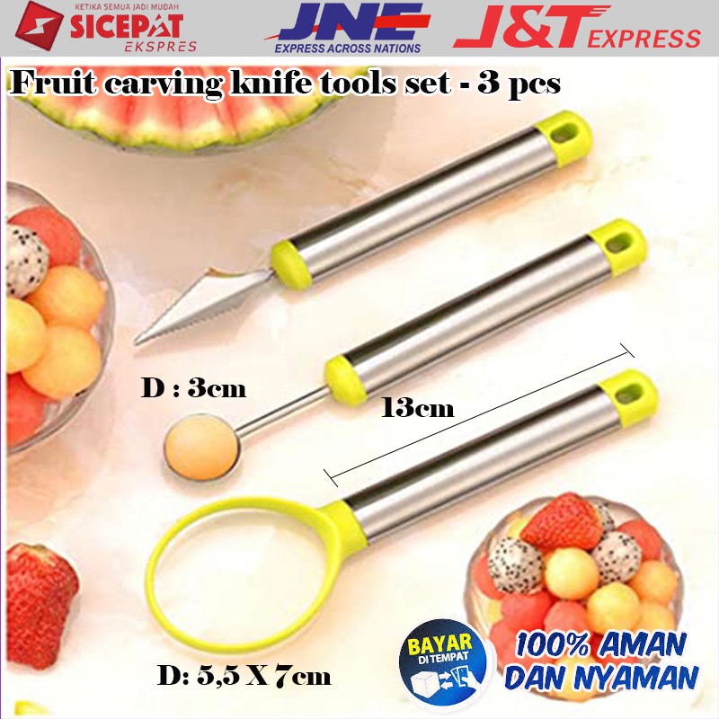 Jual Pisau Buah Fruit carving knife tools set - 3 pcs Pemotong Variasi ...