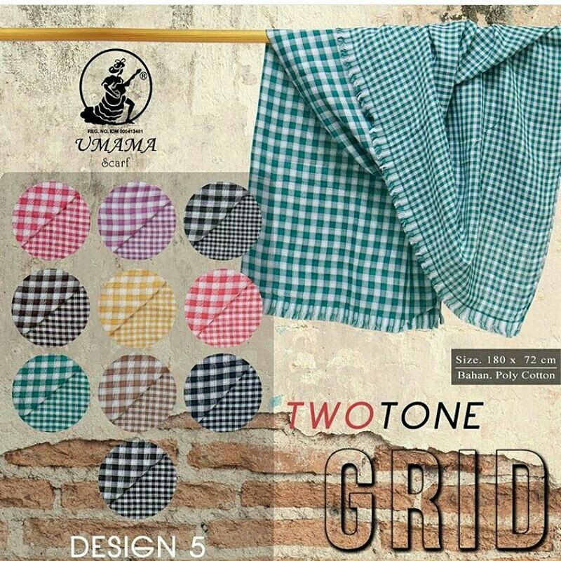 Jual Pashmina Umama Two Tone Grid Katun 180x72 cm | Shopee Indonesia