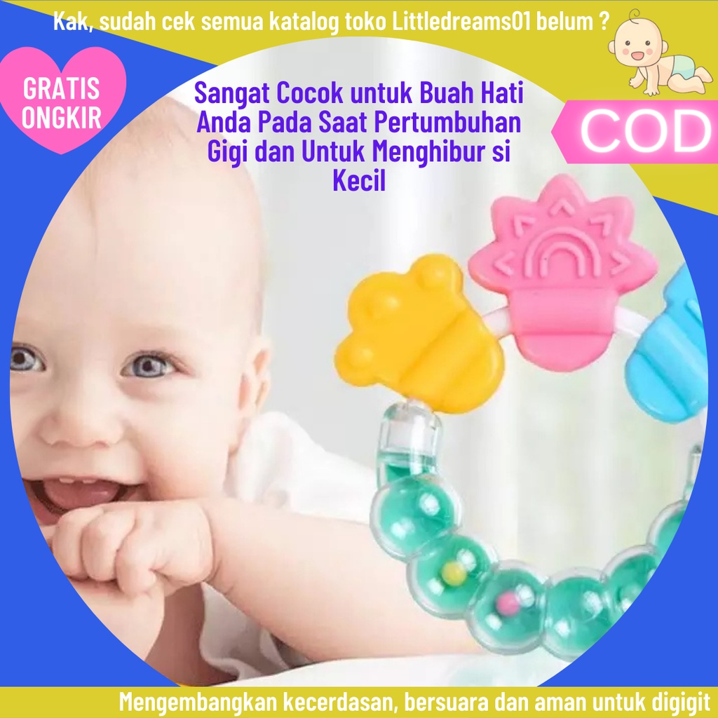 Jual Mainan Rattle Genggam Bayi / Teether Bayi kerincingan Bulat ...