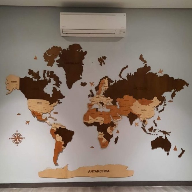 Jual World Map Decor / Hiasan Dinding Peta Dunia Kayu Layer Size L - XL ...