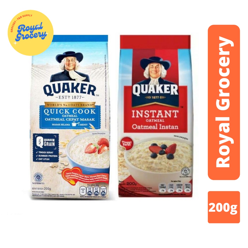 Jual Quaker Instant Oat Quick Cook Oatmeal 200g | Shopee Indonesia