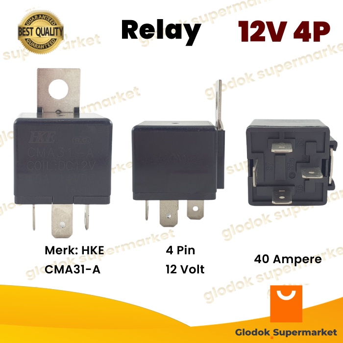 Jual Relay Mobil HKE 12V 4 Pin 40A Lampu Klakson Car 4 kaki 12 Volt ...