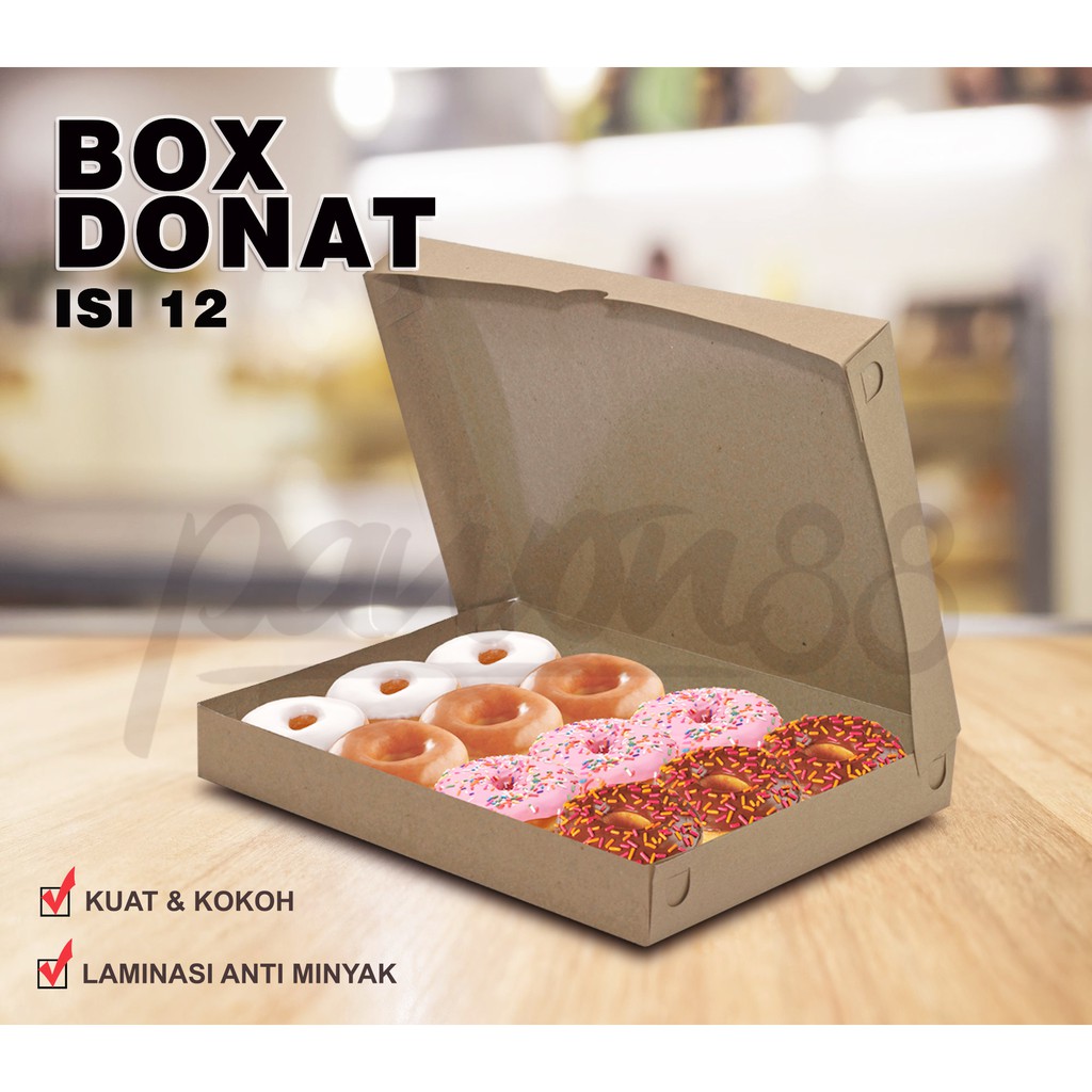 Jual Kotak Box Dus Donat COKLAT Isi 12 -( 10 Pcs ) | Shopee Indonesia
