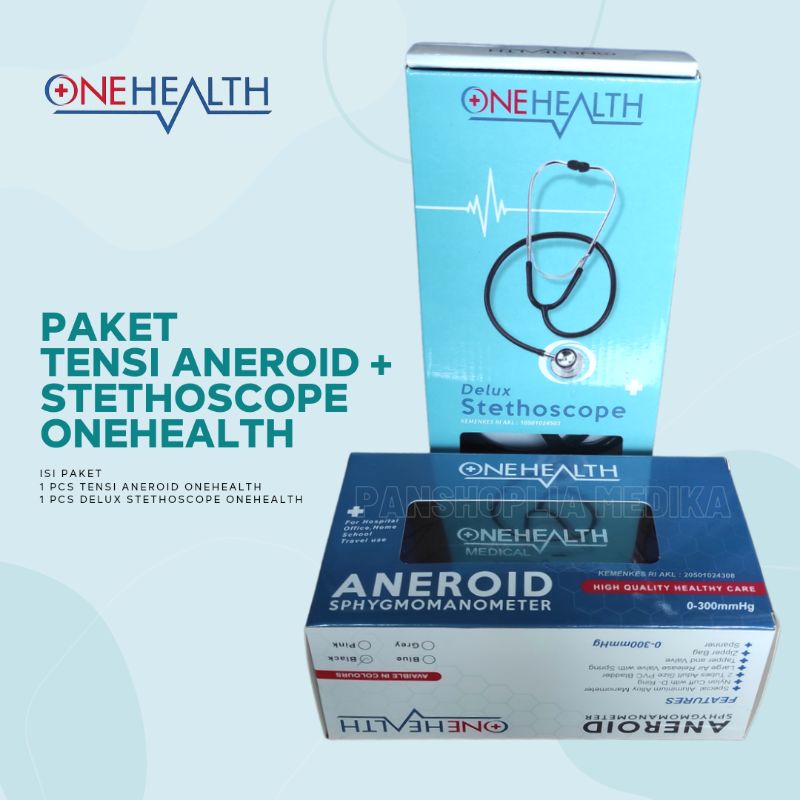 Jual PAKET TENSI ANEROID + STETOSKOP ONEHEALTH | PAKET TENSI MANUAL ...