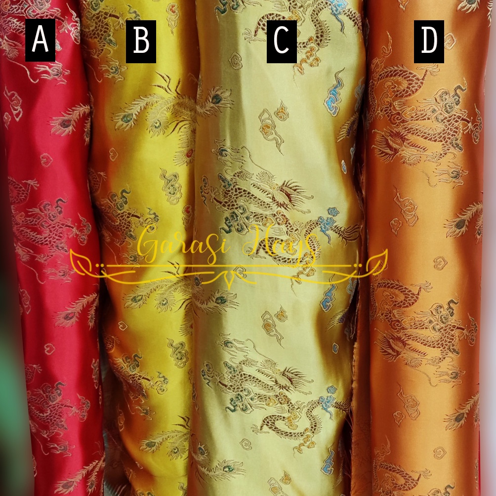 Jual Kain Cheongsam Cheong Sam Jibao China Gold Kuning - Naga Liong ...