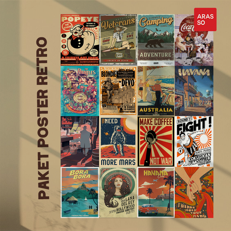 Jual [12PCS POSTER] Poster Retro Room Decor Aesthetic Setiker Dinding ...