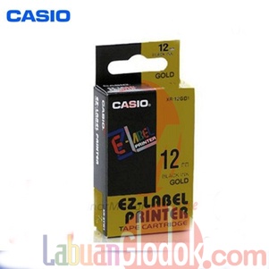 Jual Label Printer XR-12GD1 12mm Black on Gold Label Casio/casio 12mm ...