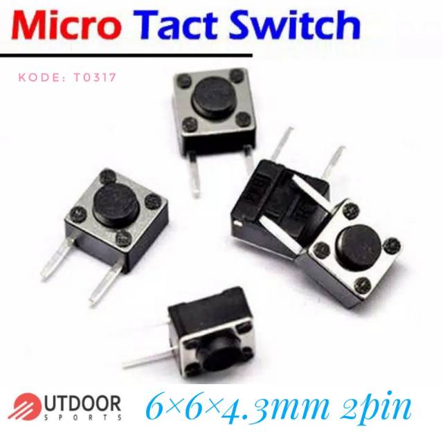 Jual Tactile Switch Push Button Saklar Tekan 6x6x4.3 mm 2 Pin Arduino ...