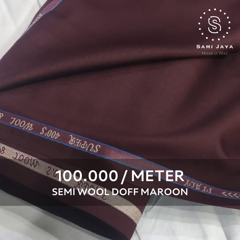 Jual Kain Bahan Jas & Celana Wedding ECLIPSE Semi Wool Doff warna Maroon | Shopee Indonesia
