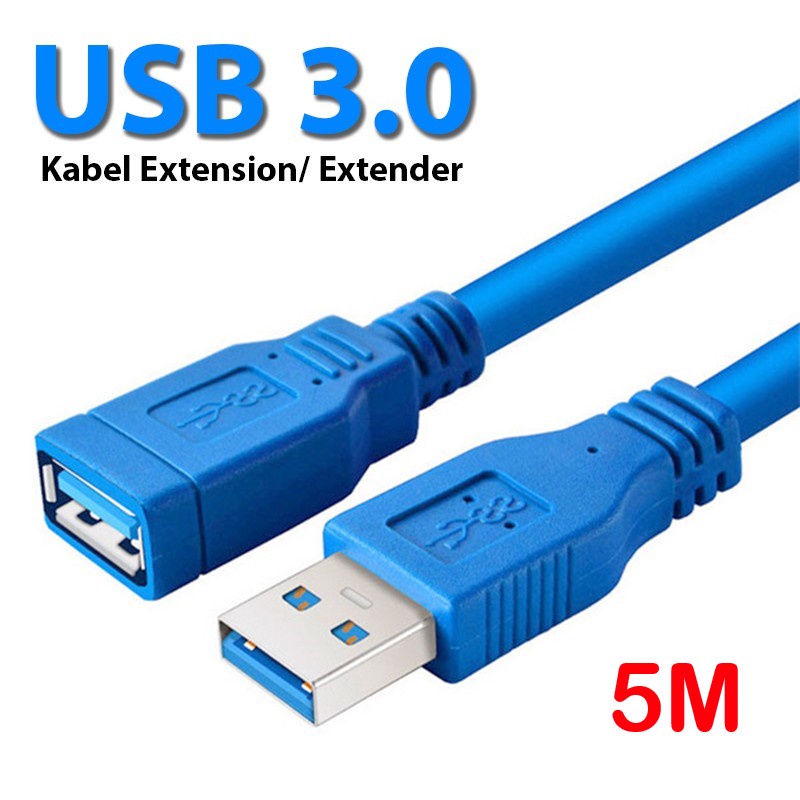 Jual Kabel USB Male to Female 2.0 / 3.0 Extension Extention 30cm 1.5m 3m 5m | Shopee Indonesia