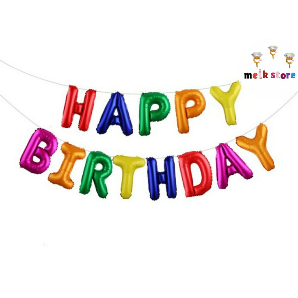 Jual Balon Foil Huruf Set Happy Birthday MIX / Happy Birthday Warna ...