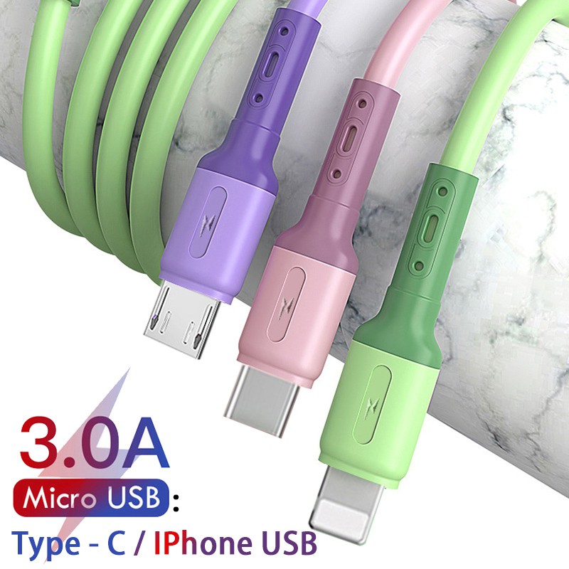 Jual Kabel Charger/Data Micro Usb Tipe C Panjang 1.2m 1.8m Aneka Warna ...