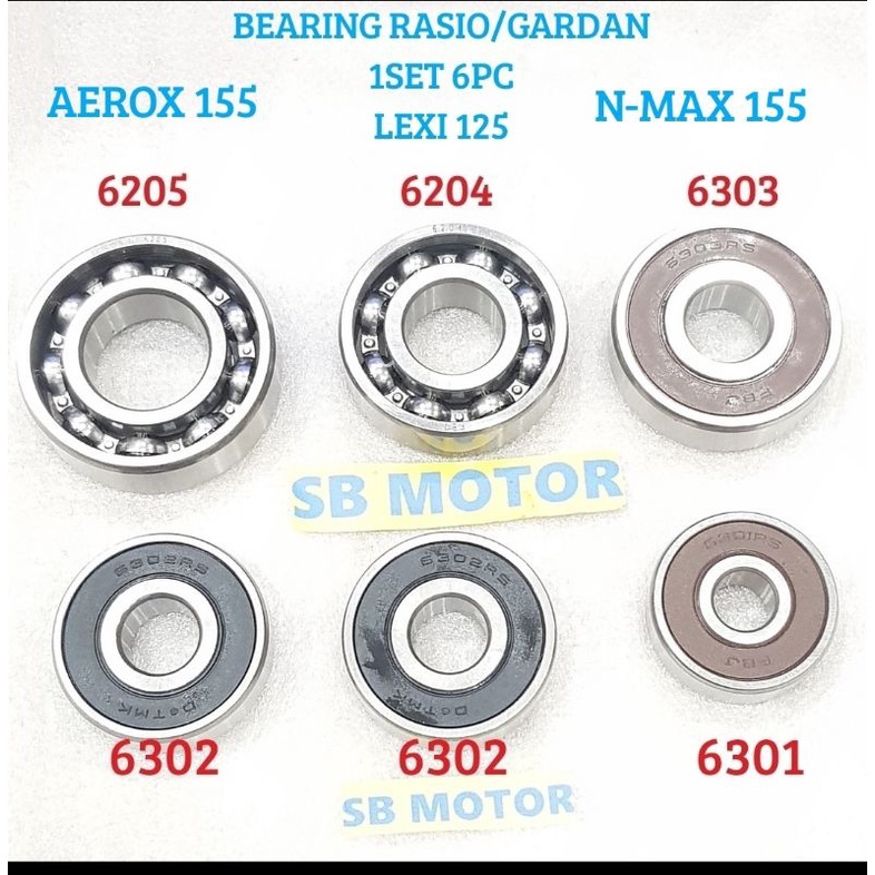 Jual BEARING LAHAR RASIO SET NMAX N-MAX 155 AEROX 155 LEXI 125 6PC ...
