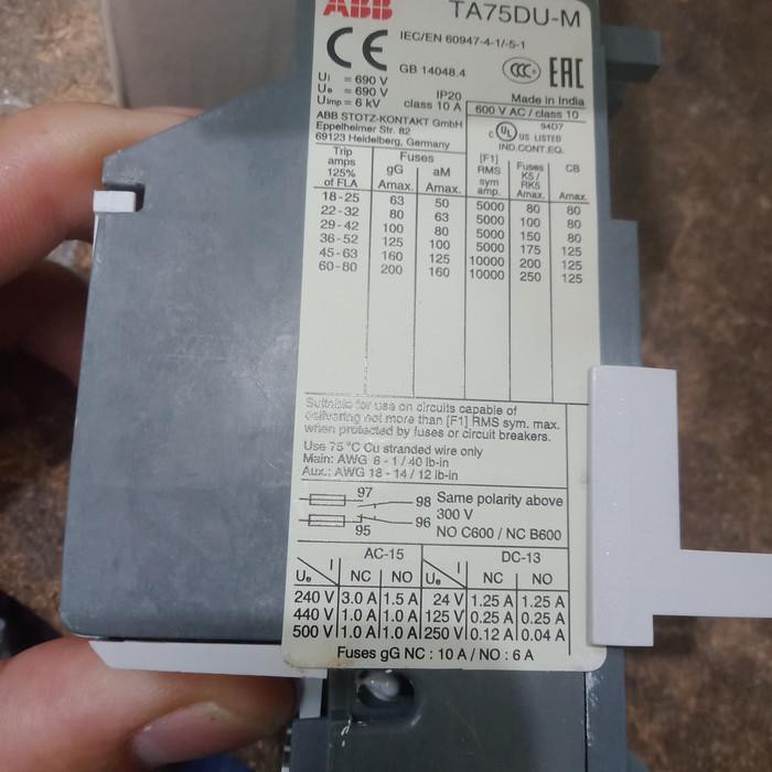 Jual THERMAL OVERLOAD ABB RELAY TA75DU-42M/TA75DU-42M ABB Berkulitas ...