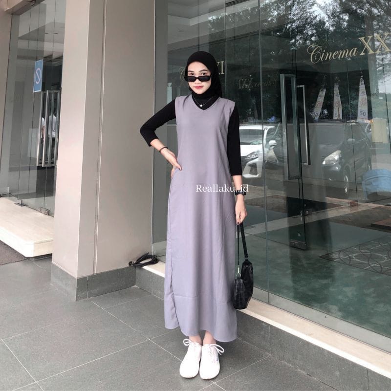 Jual Inner Dress Panjang Tanpa Lengan S M L XL // Singlet Sleeveless ...