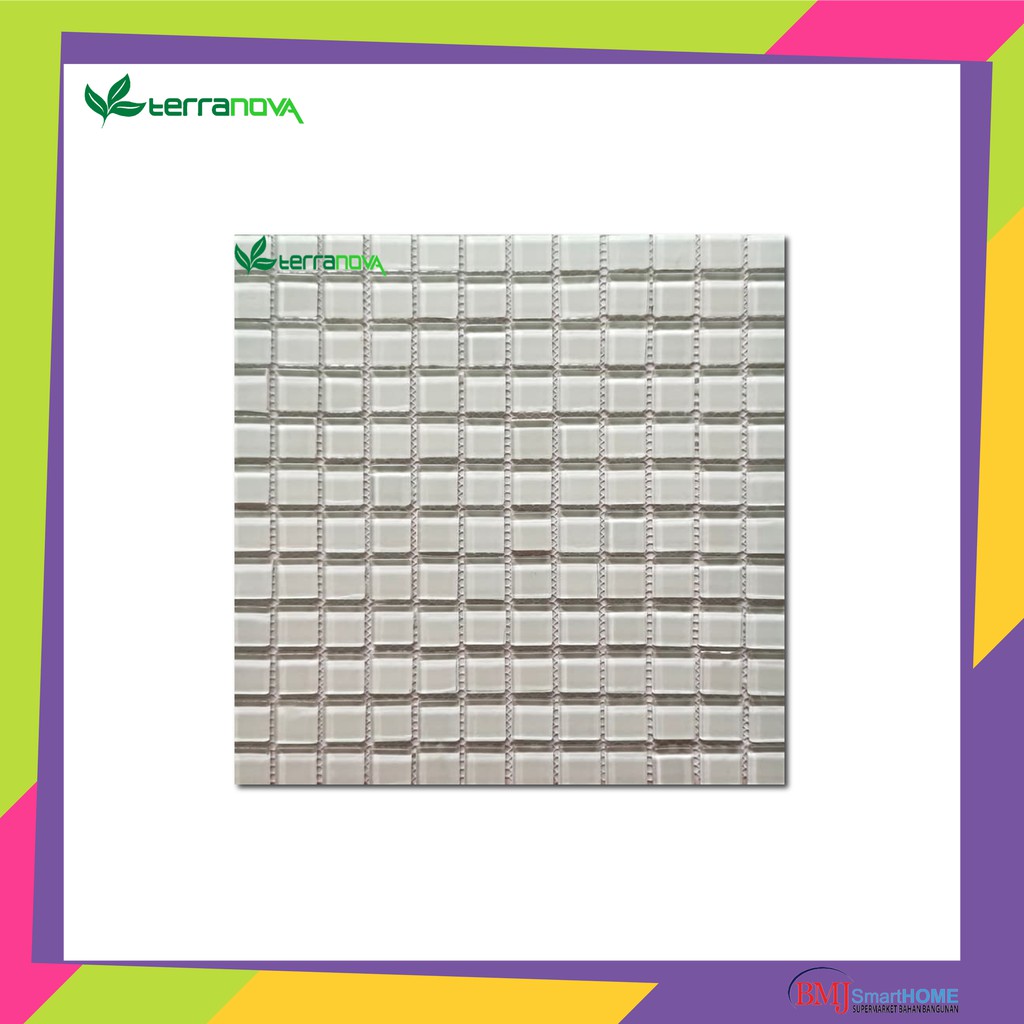 Jual KERAMIK MOZAIK KACA CLEAR WHITE UK 30X30 CM | Shopee Indonesia