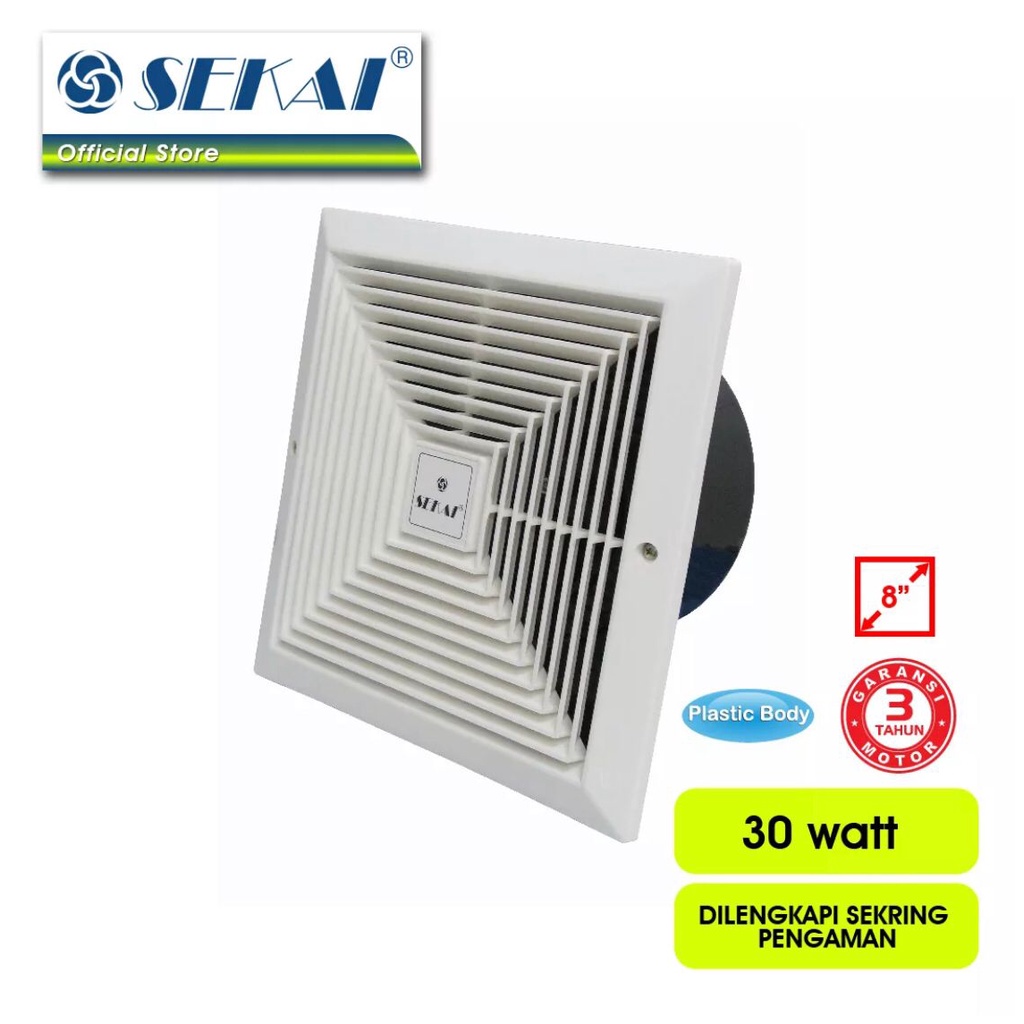 Jual Exhaust Fan Ceiling Plafon Sekai MVF 893 8 INCH wall hexos fan ...