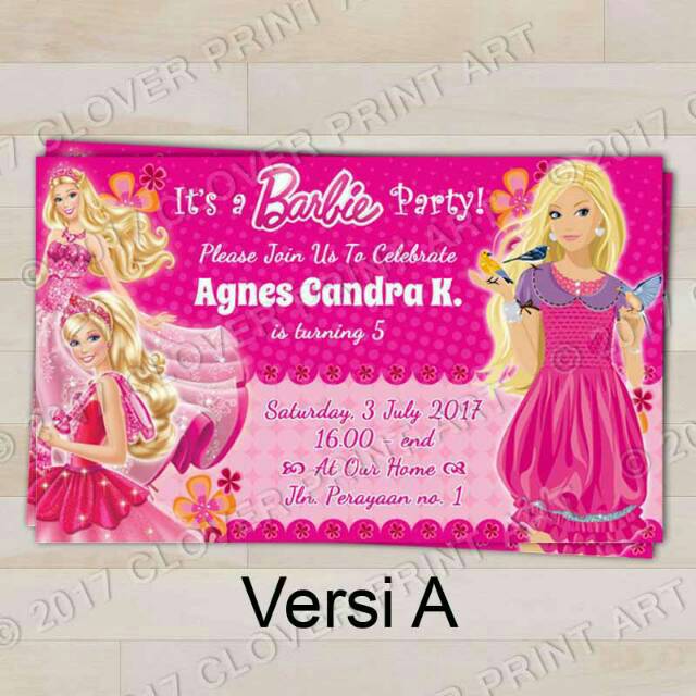 Jual (isi 10) Kartu Undangan Ulang Tahun Birthday Invitation Barbie ...