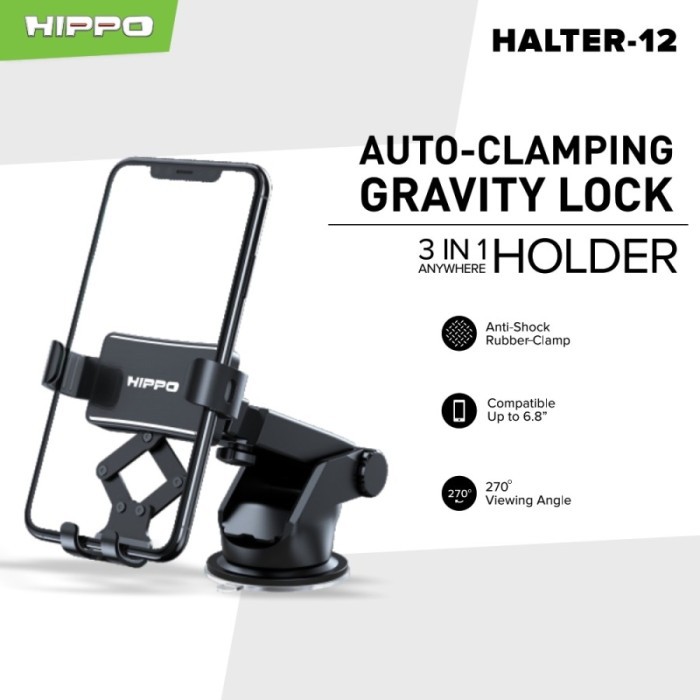 Jual Hippo Halter 12 Auto Clamping Gravity Lock Car Holder Handphone ...