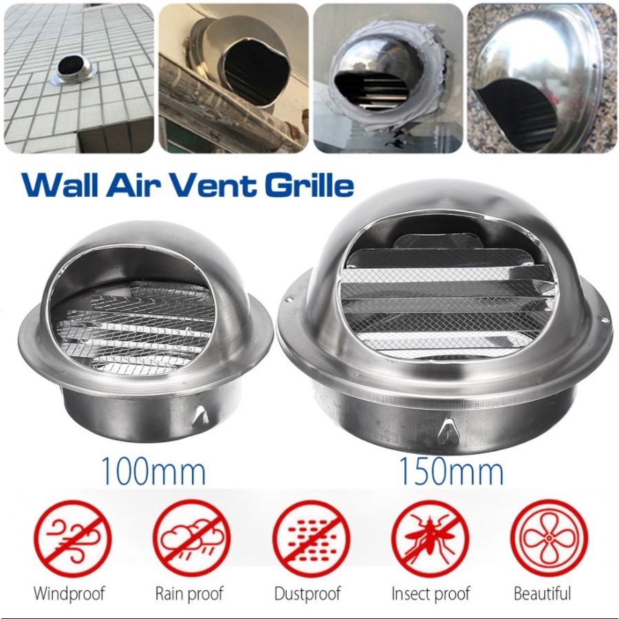 Jual Grill Inline Duct 4 Inch Fan Booster Exhaust Blower Air Vent Cap ...