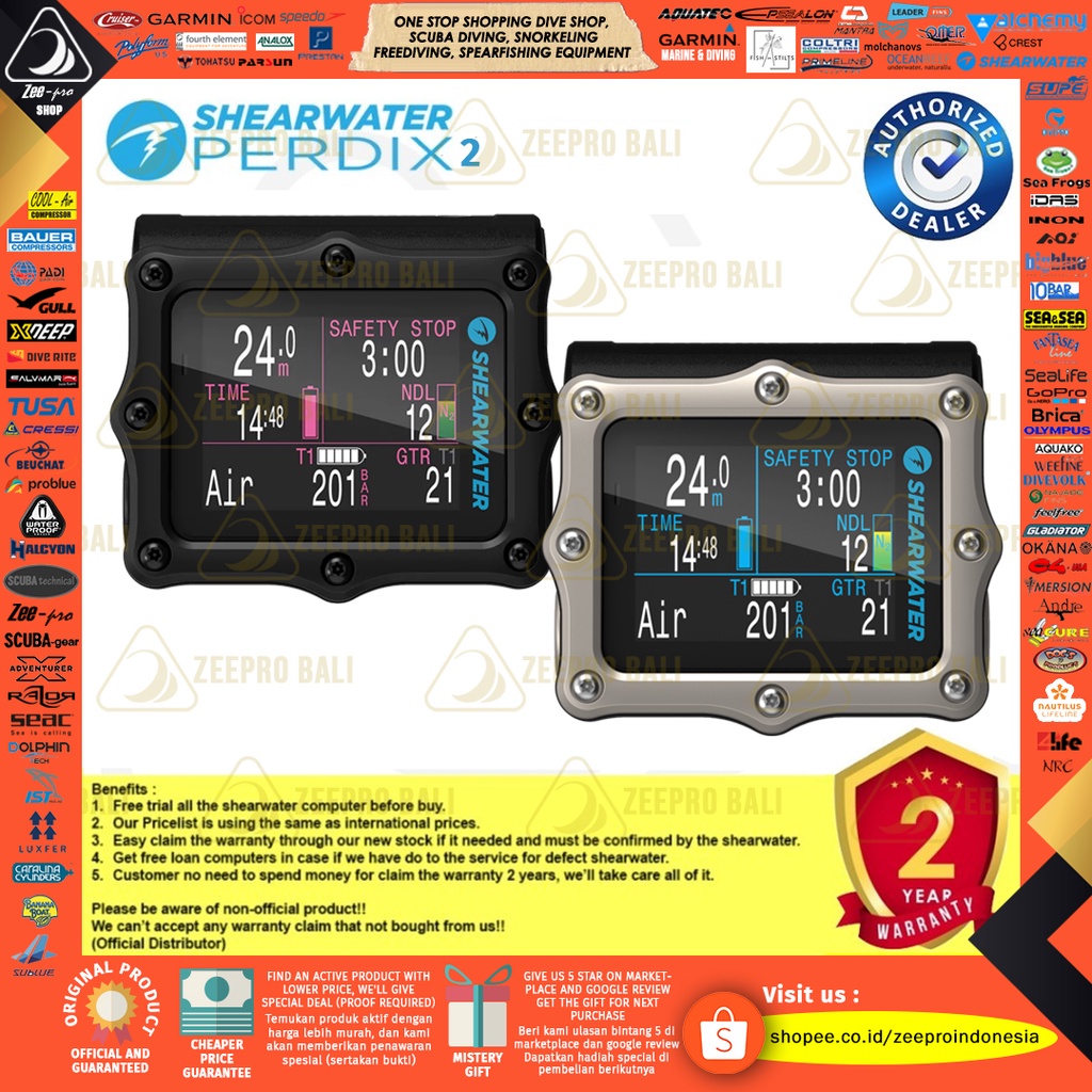 Jual Dive Computer Shearwater Perdix 2 Ti Titanium Diving Watch ...