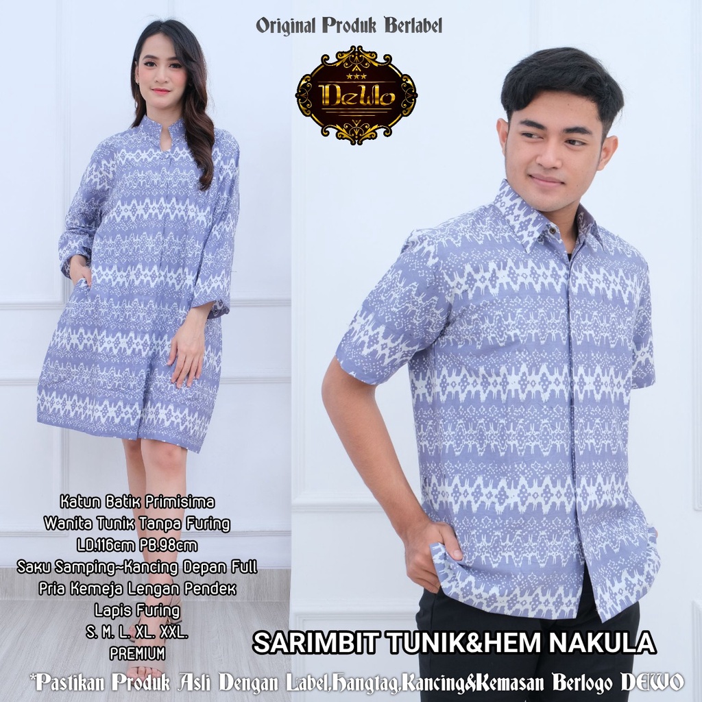 Jual Couple Batik Dewo Tunik Dan Kemeja Pendek Nakula | Shopee Indonesia