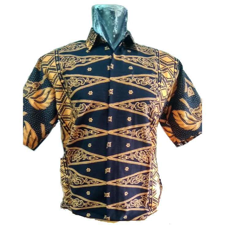Jual Kemeja Batik Baduy Pria-Tapak Kebo Gold Hitam-Lengan Pendek-Katun | Shopee Indonesia