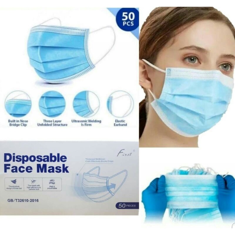 Jual masker earloop biru isi 50 pcs | Shopee Indonesia