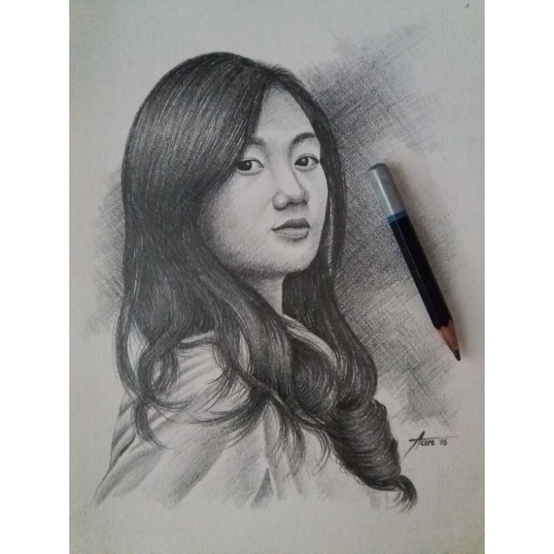 Jual Gambar Lukis Sketsa Wajah Hitam Putih Ukuran A5 15x21cm Shopee Indonesia
