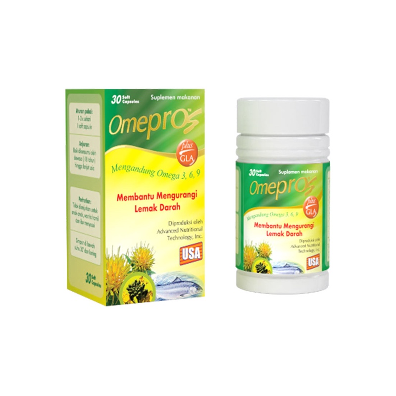 Jual Omepros Vitamin Suplemen Omega 3 Mengurangi Lemak Darah box isi 30 ...