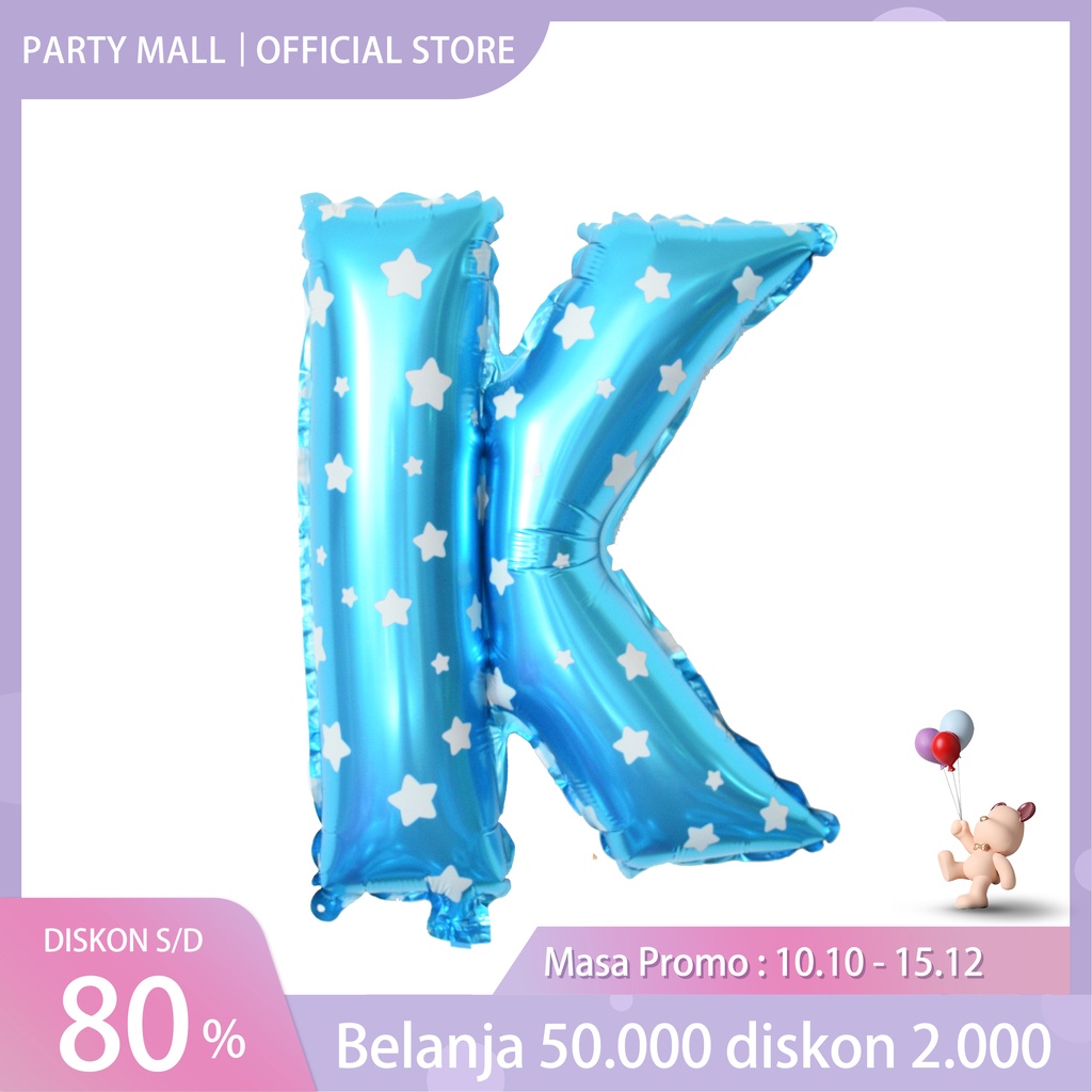 Jual Balon Foil Huruf Biru 16 Inch 40cm Abjad Alphabet A-Z Balon Foil ...