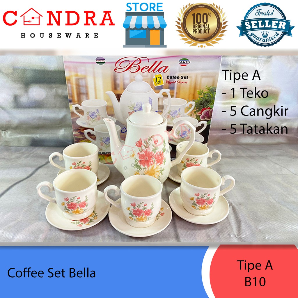 Jual Cangkir Set Keramik Premium / Gelas Set / Teko Set / Tea Set Bella ...