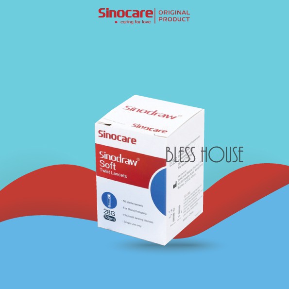 Jual Sinocare Sinodraw Soft Twist Blood Lancet - Jarum 28G (50 pcs ...