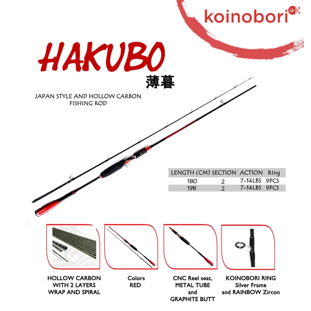 Jual Joran BC Koinobori Hakubo japan Style Hollow Carbon Fishing Rod ...