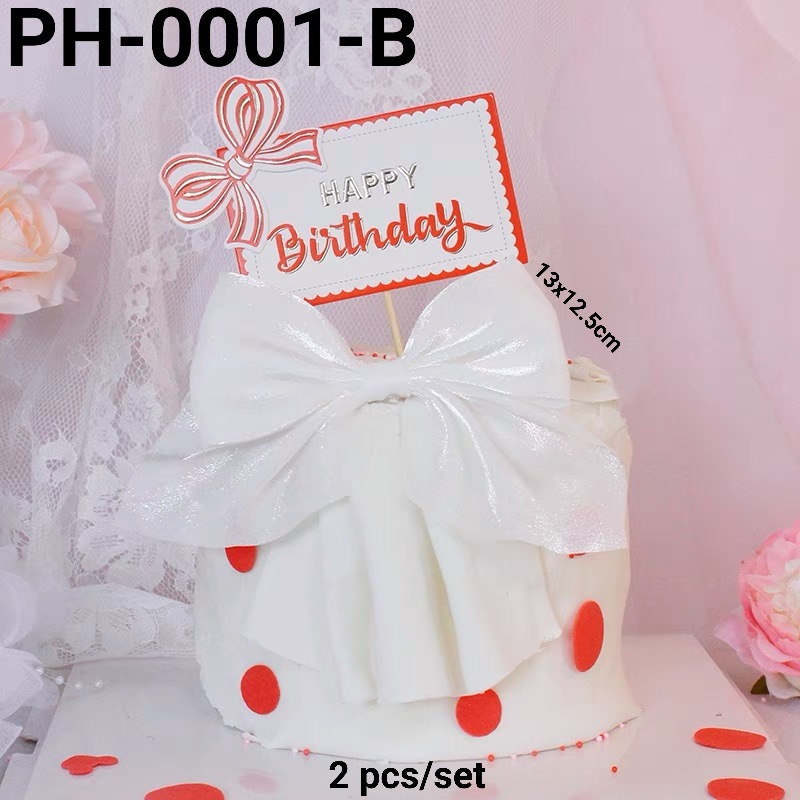 Jual GR-PH-0001 Cake topper hiasan kue happy birthday pita hati rainbow ...