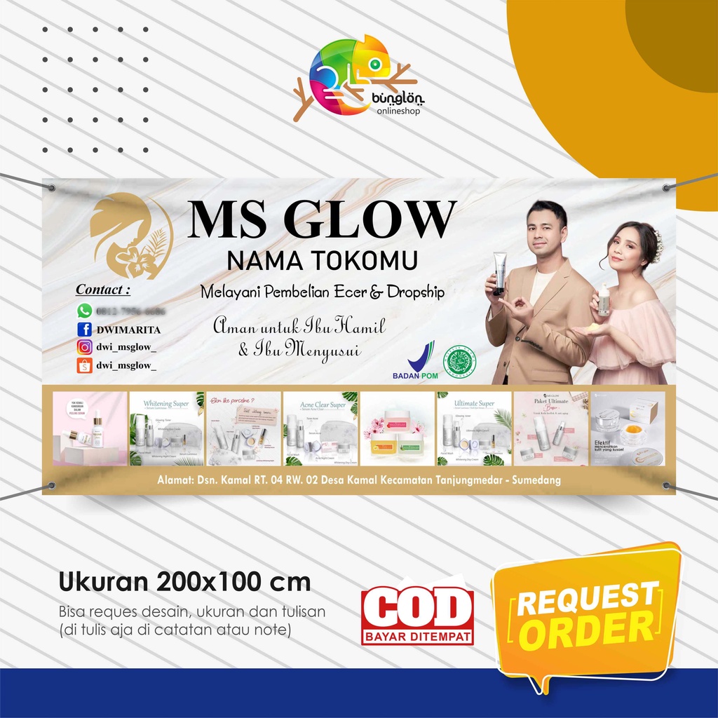 Jual Size 200x100 Cm, Spanduk Banner MS GLOW Gold | Shopee Indonesia