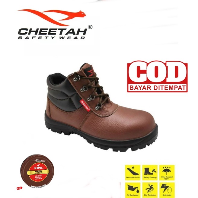 Jual Sepatu Safety Cheetah 7106C FREE Semir Sepatu Kiwi Pasta Warna ...