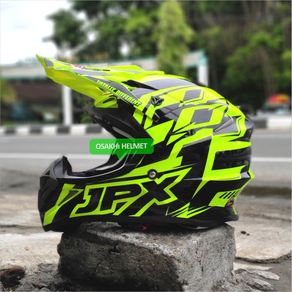 Jual Fox 1 Motif JPX X12 Yellow Black Motif Grafis Menarik Helm Cross ...