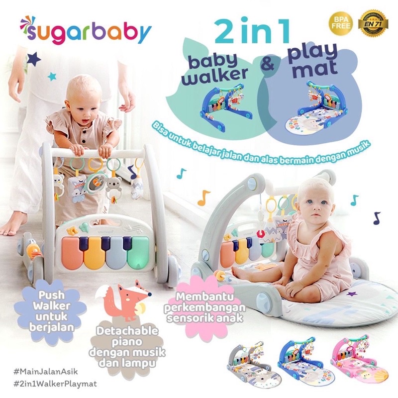 Jual Sugarbaby 2in1 Baby Walker & Playmat/Push Walker/Alat Bantu Jalan ...