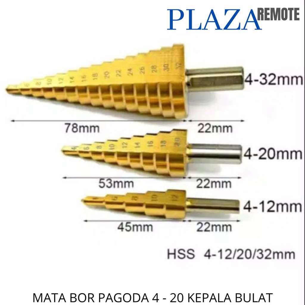 Jual MATA BOR PAGODA HSS TITANIUM STEP CONE KEPALA BULAT | Shopee Indonesia