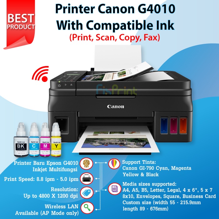Jual Printer Canon Pixma G4010 G 4010 Pixma Wireless Scan Copy Fax wifi ...