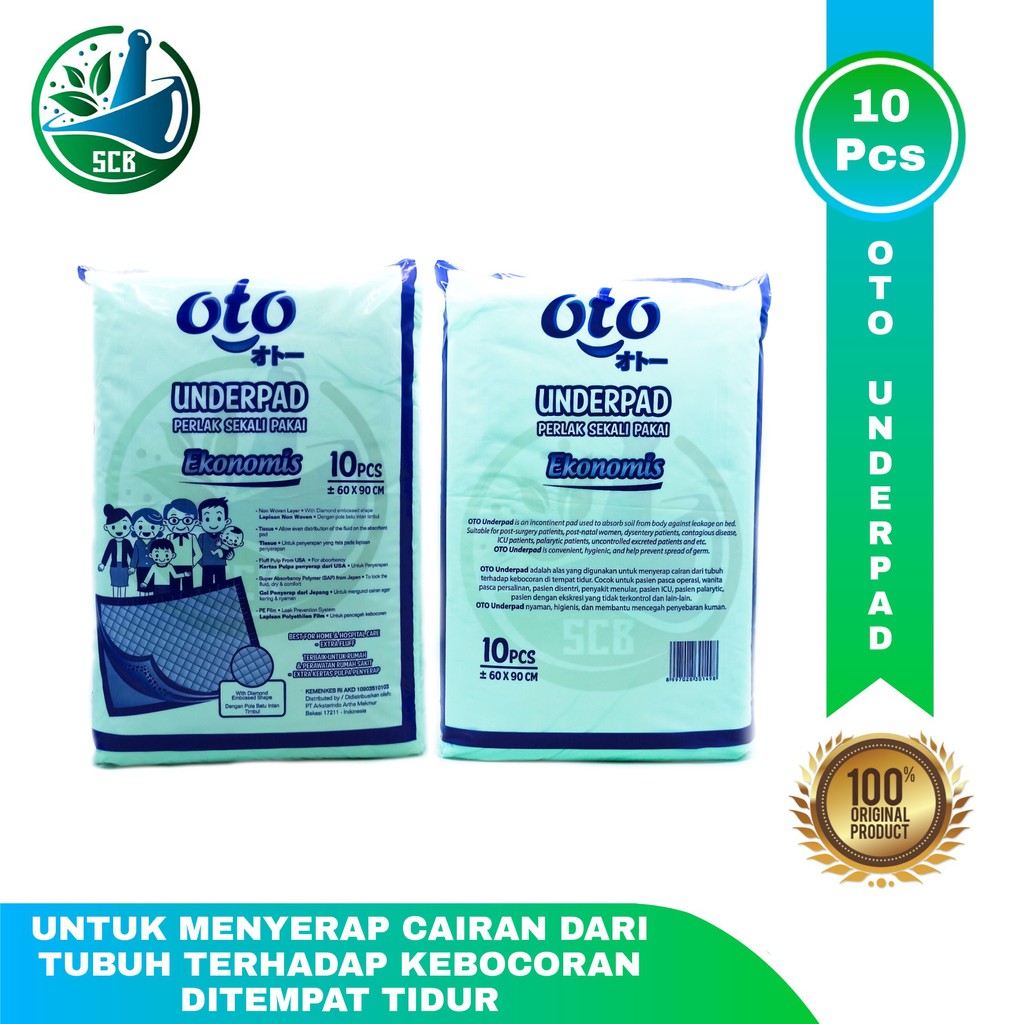 Jual Oto Diapers Underpad Perlak Sekali Pakai - Hijau -60x90 cm -10 pcs ...