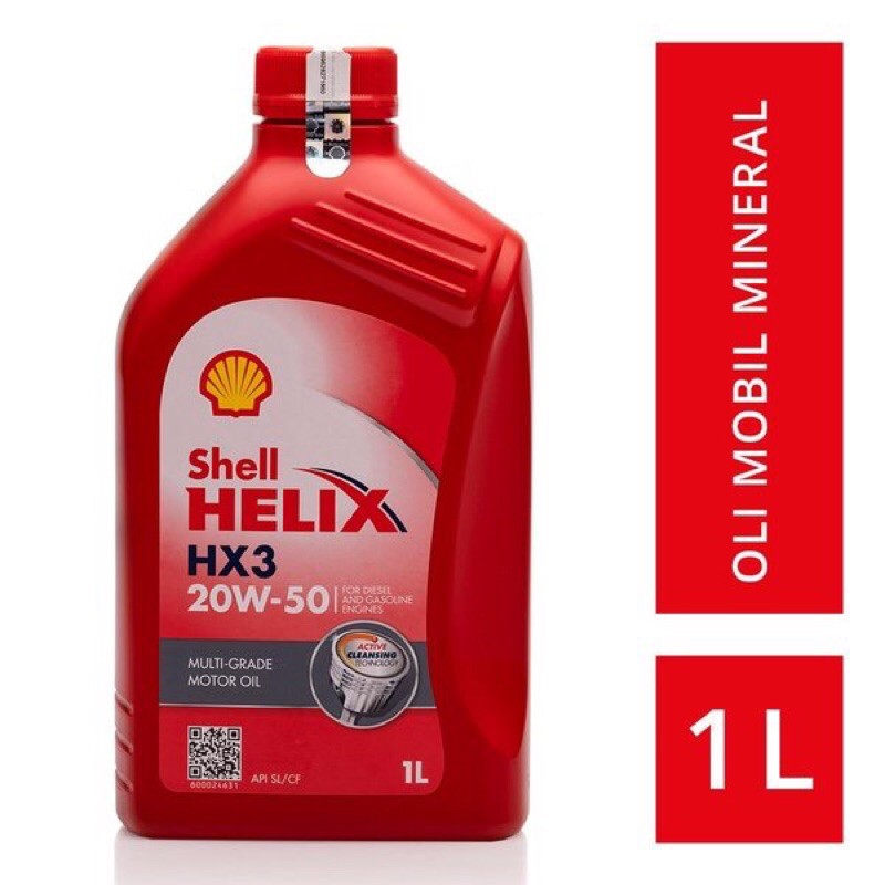 Jual OIL SHELL HELIX HX3 SAE 20W-50 QR BARCODE 1 LITER | Shopee Indonesia