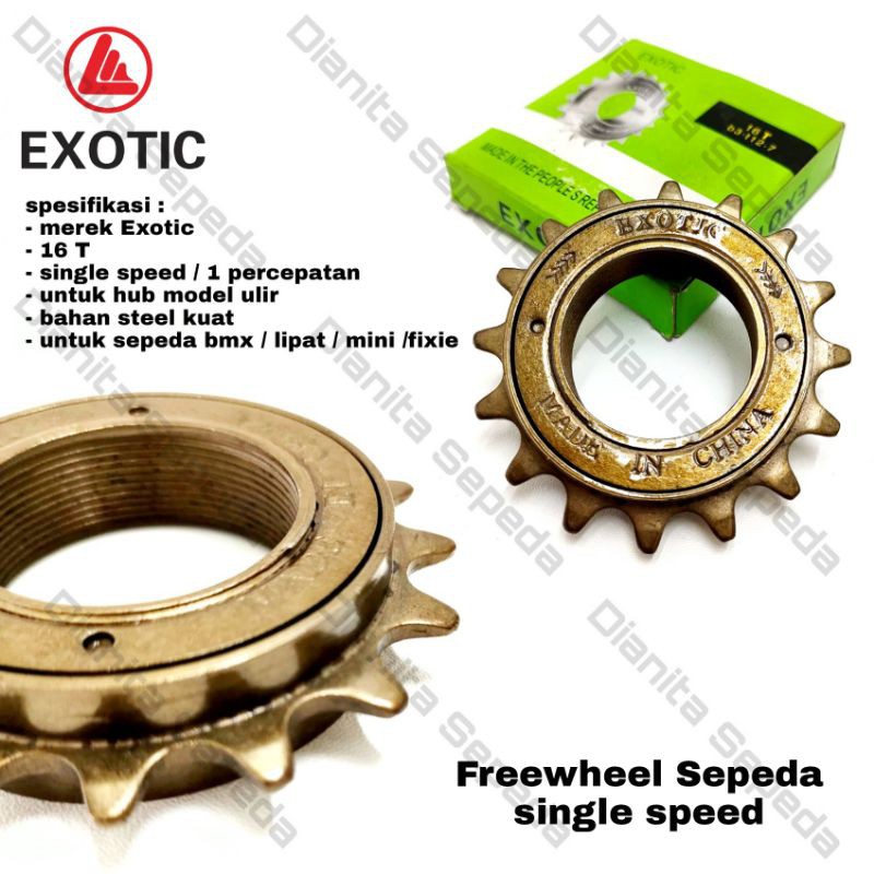 Jual freewheel sepeda anak lipat mini bmx fixie gear gir 16 T single ...