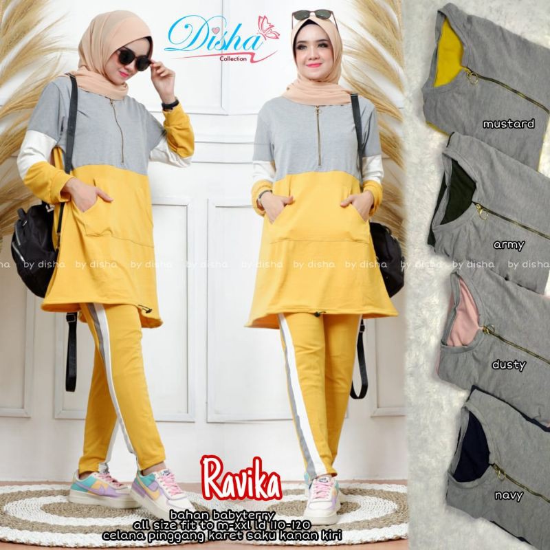 Jual Ravika setelan baju olahraga muslimah training set jogging gowes ...