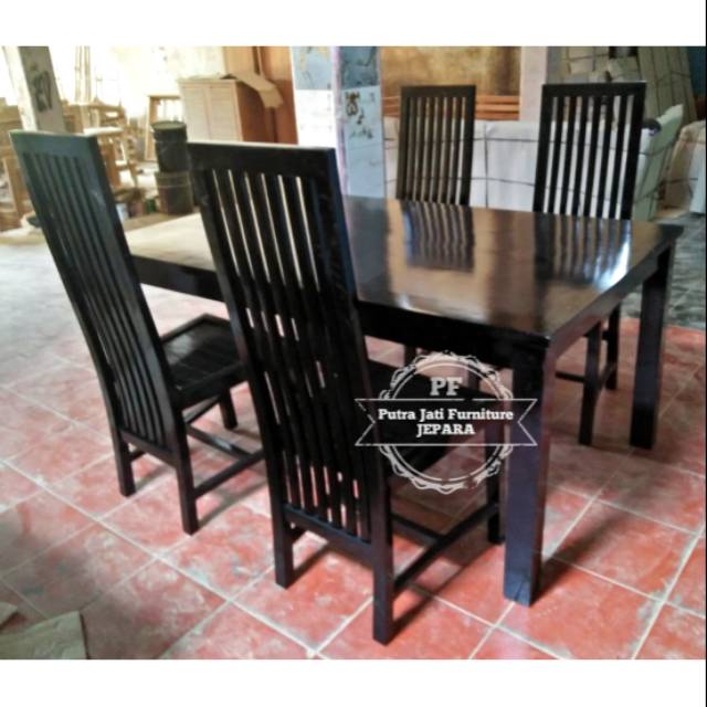 Jual Meja Makan Jati Panjang Kursi 4 Model Simpel Minimalis | Shopee Indonesia